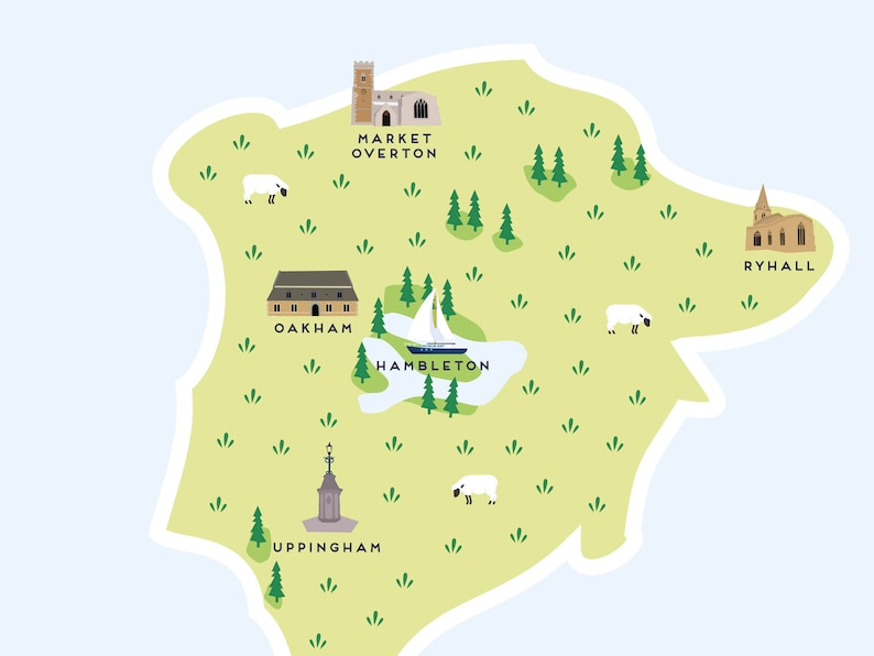 Rutland Map Illustrated Map of Rutland Print / Travel Gifts - Etsy