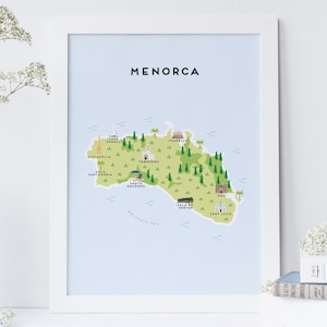 Menorca Map - Illustrated Map of Menorca Print / Travel Gifts / Gifts ...