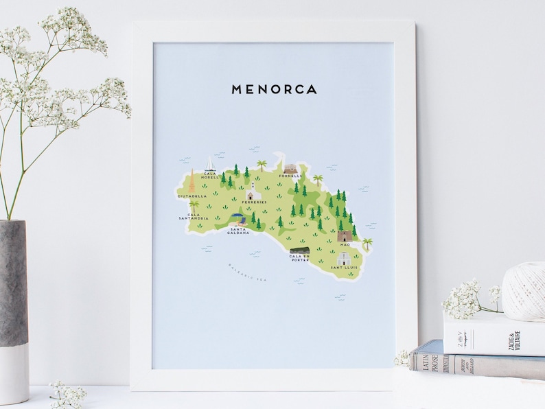 Menorca Map Illustrated Map of Menorca Print / Travel Gifts - Etsy UK