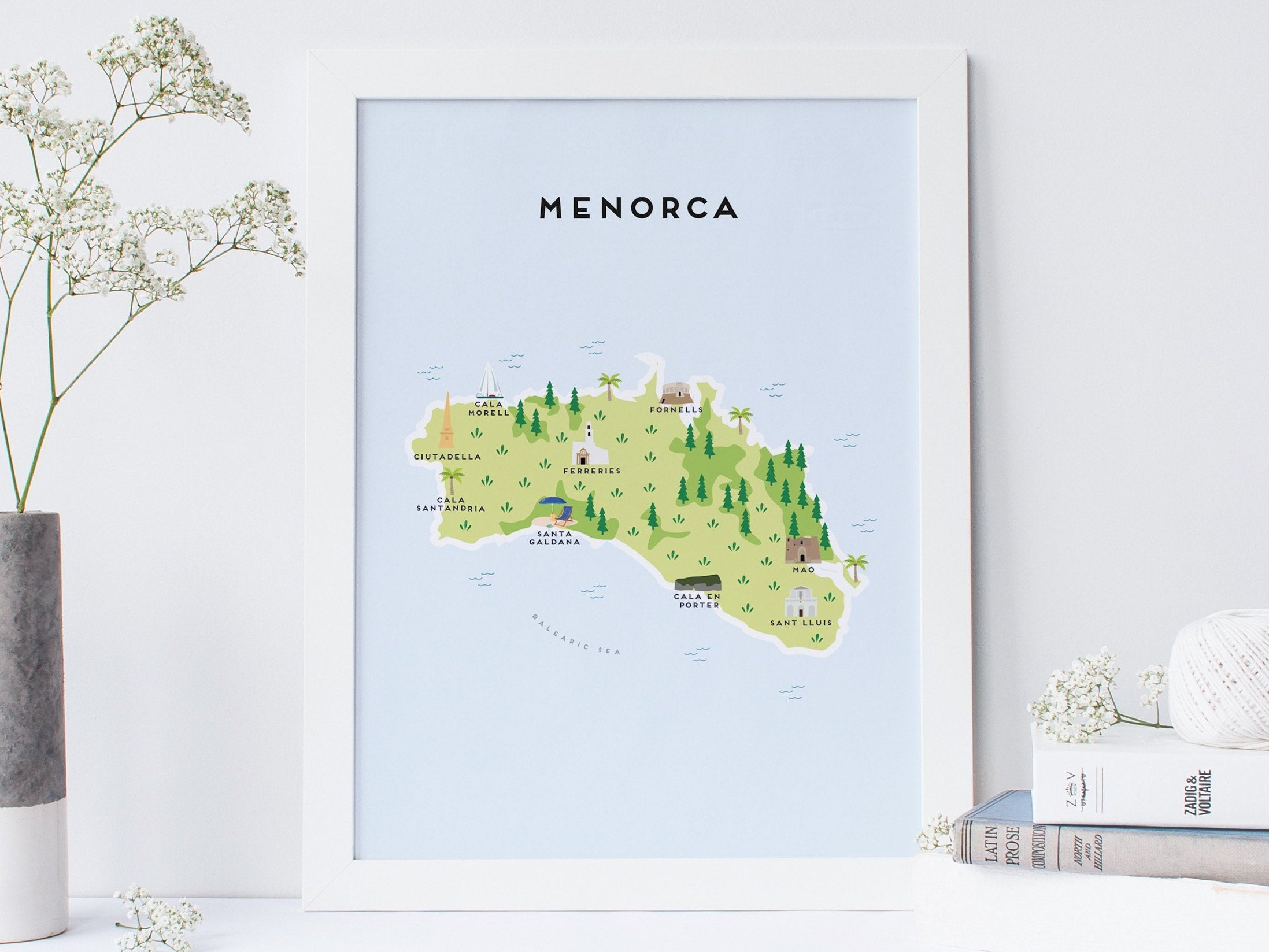 Menorca Map Illustrated Map of Menorca Print / Travel Gifts - Etsy ...