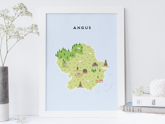 Angus Map Illustrated Map of Angus Print / Travel Gifts / | Etsy India