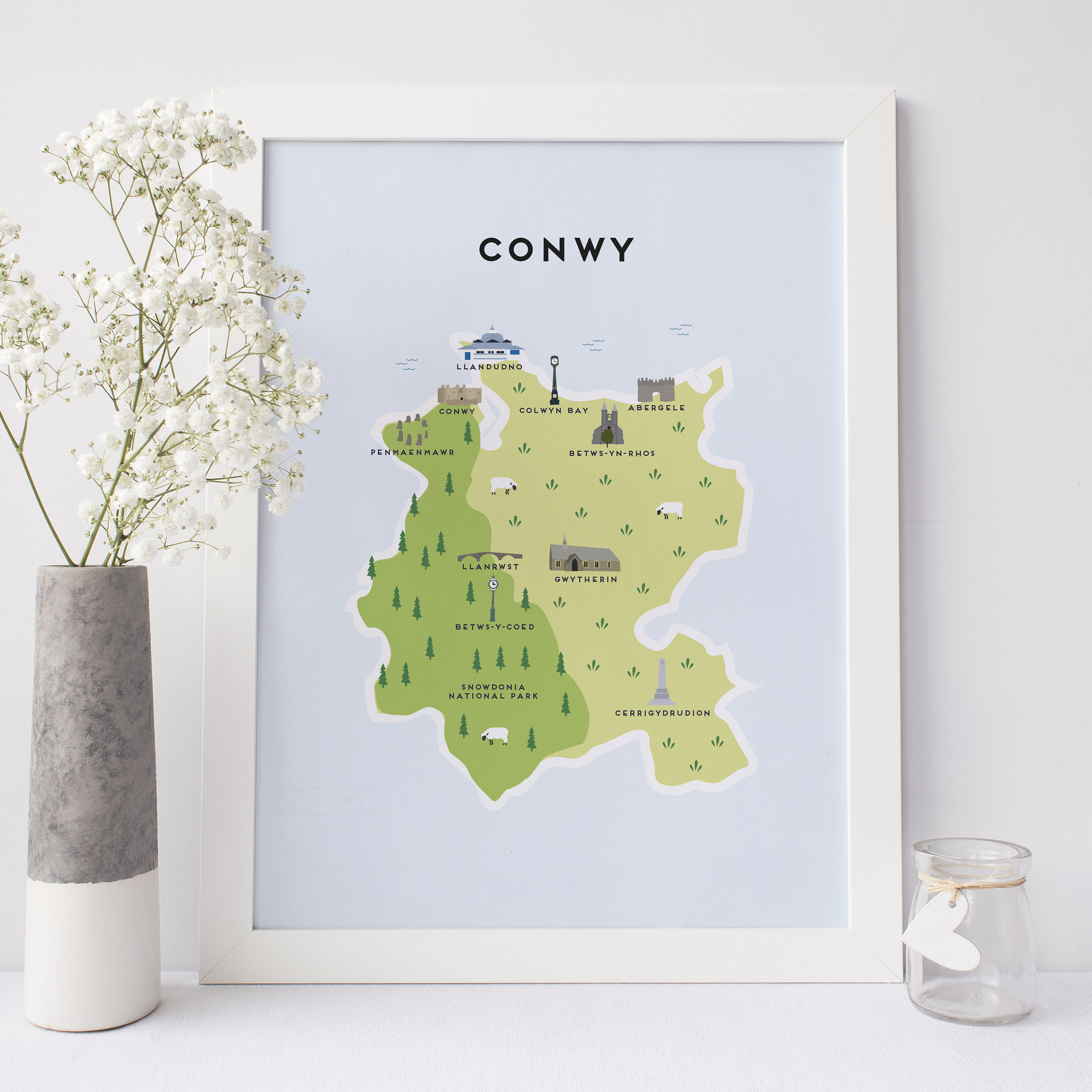 Conwy Map Illustrated Map of Conwy Print / Travel Gifts / - Etsy UK