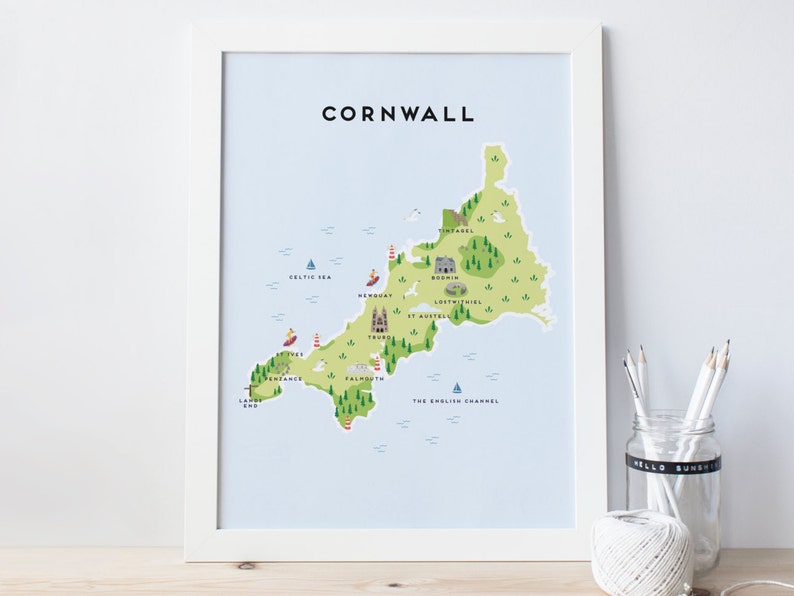 Cornwall Map Illustrated Map of Cornwall Print / Travel - Etsy UK