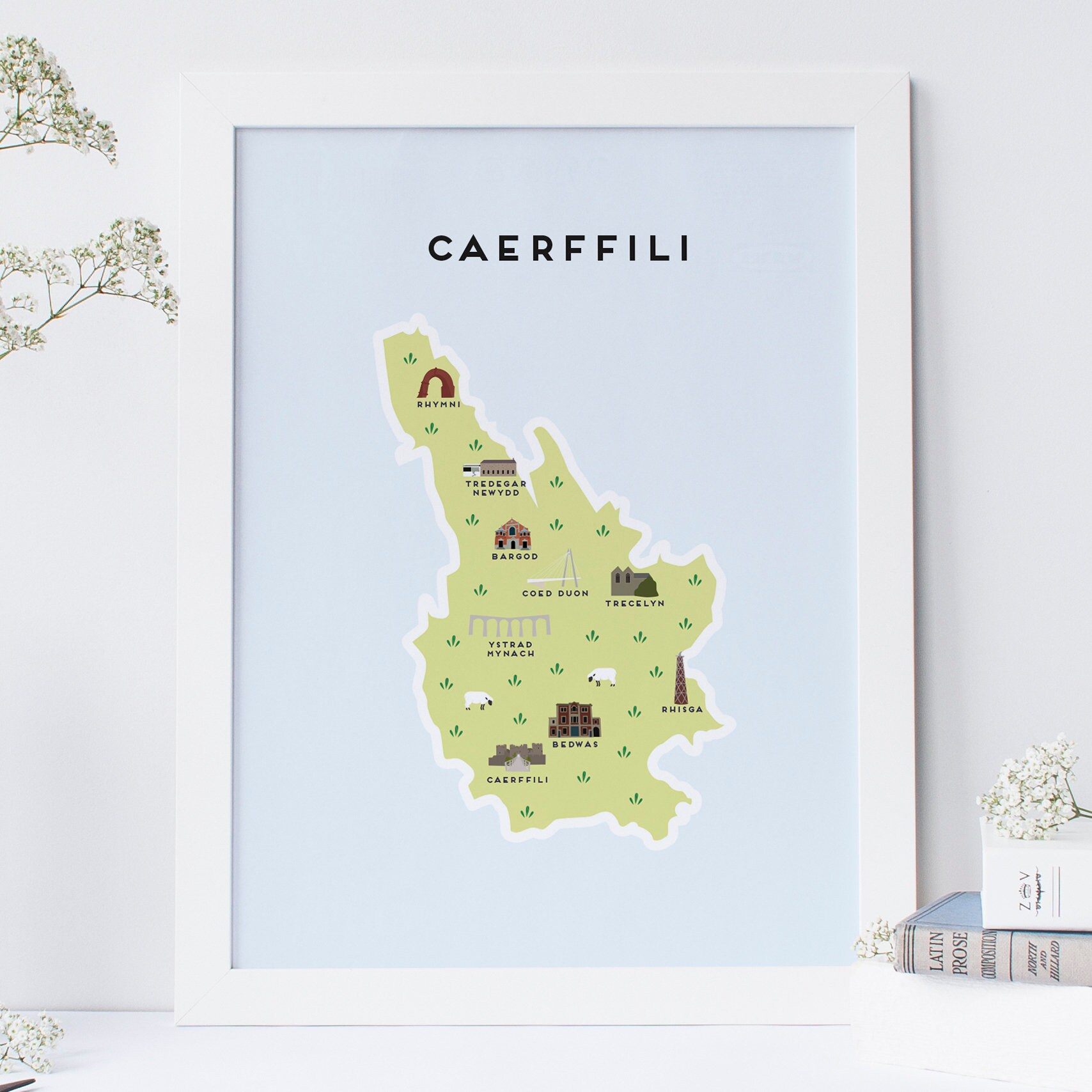 Caerphilly Map Illustrated Map of Caerphilly Print / Travel - Etsy UK