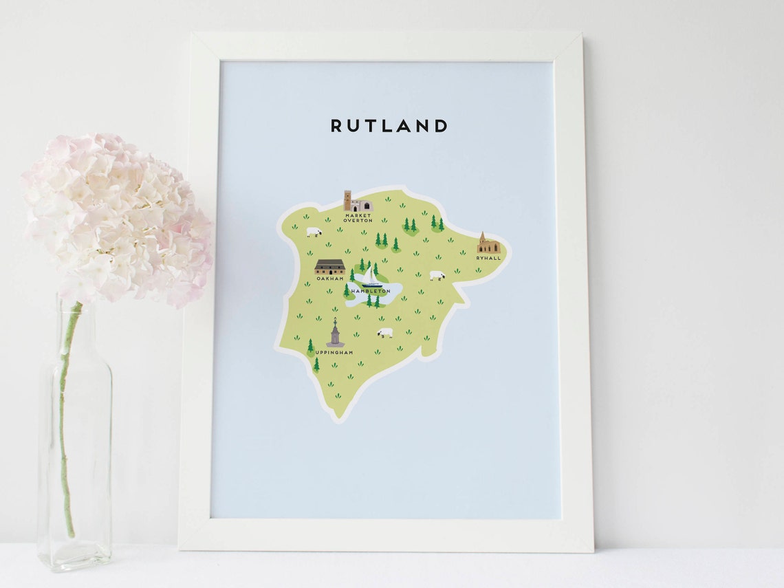 Rutland Map Illustrated Map of Rutland Print / Travel Gifts - Etsy