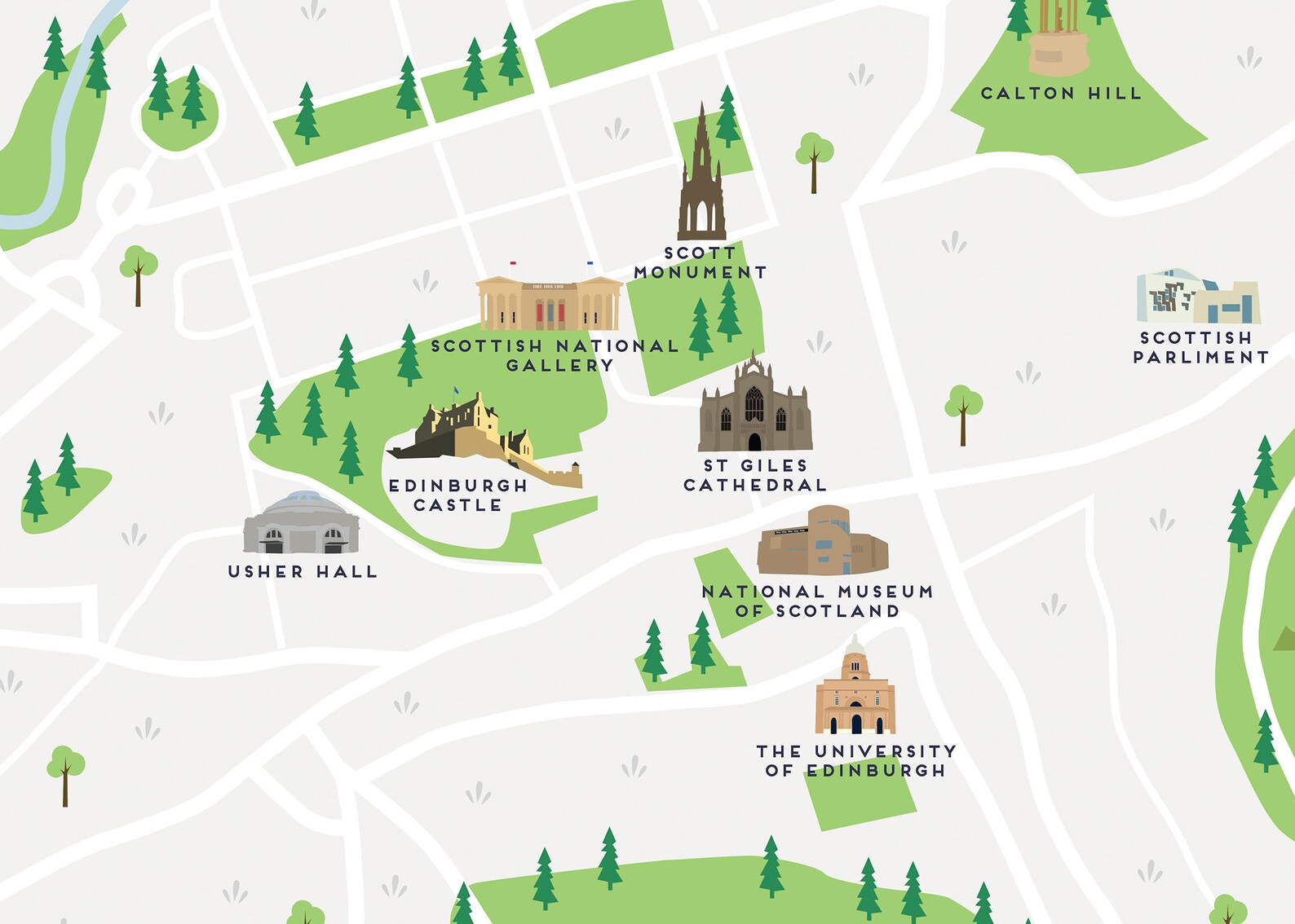 Mapa de Edimburgo Mapa ilustrado de Edimburgo Impresión / - Etsy España