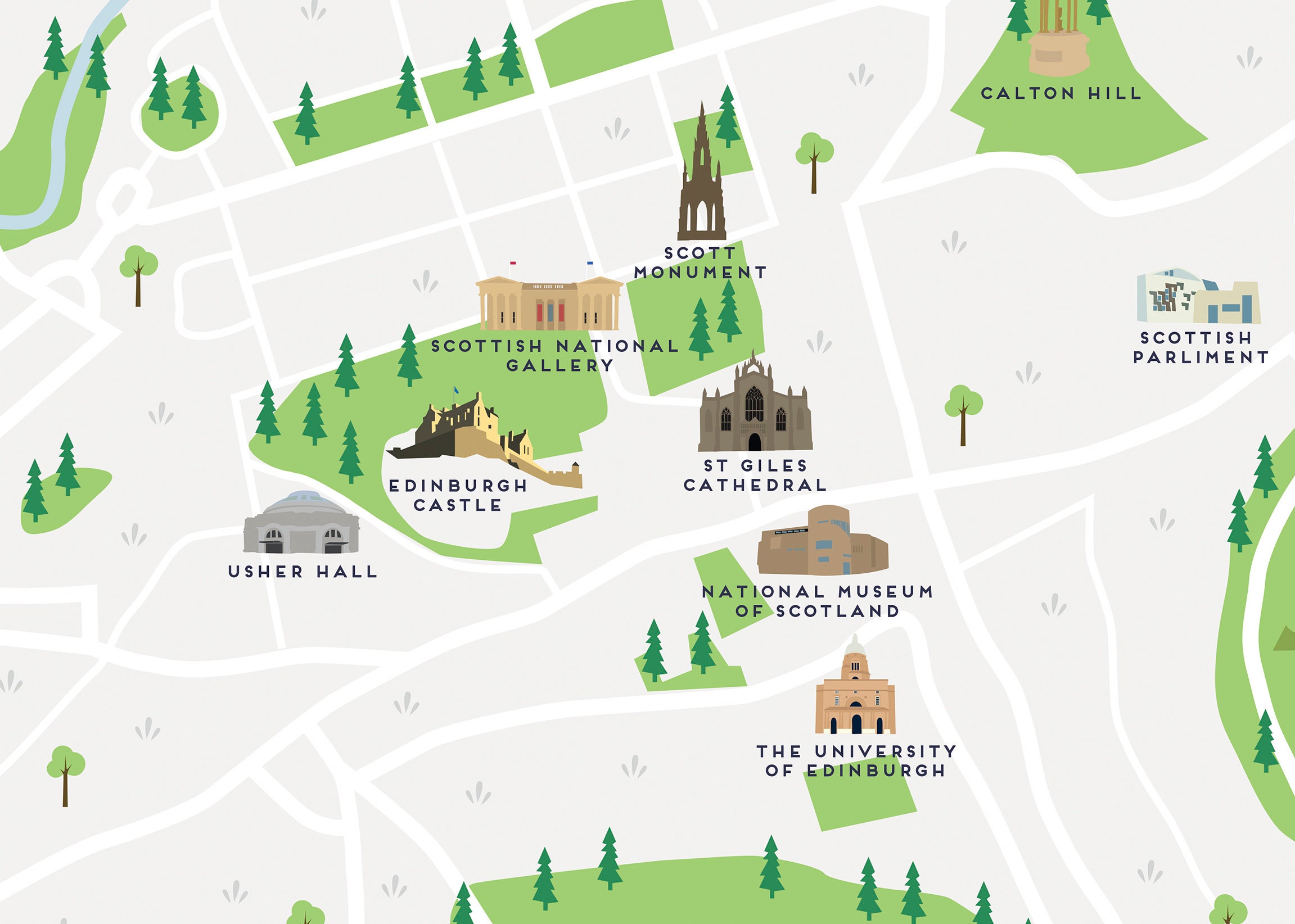 Edinburgh Map Illustrated Map of Edinburgh Print / Travel | Etsy UK