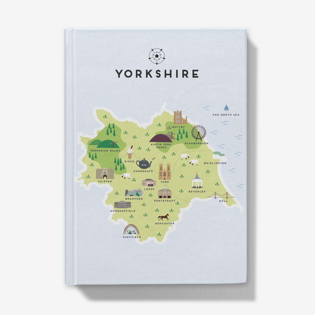 Yorkshire Illustrated Map Hardcover Journal - Historic Landmarks ...
