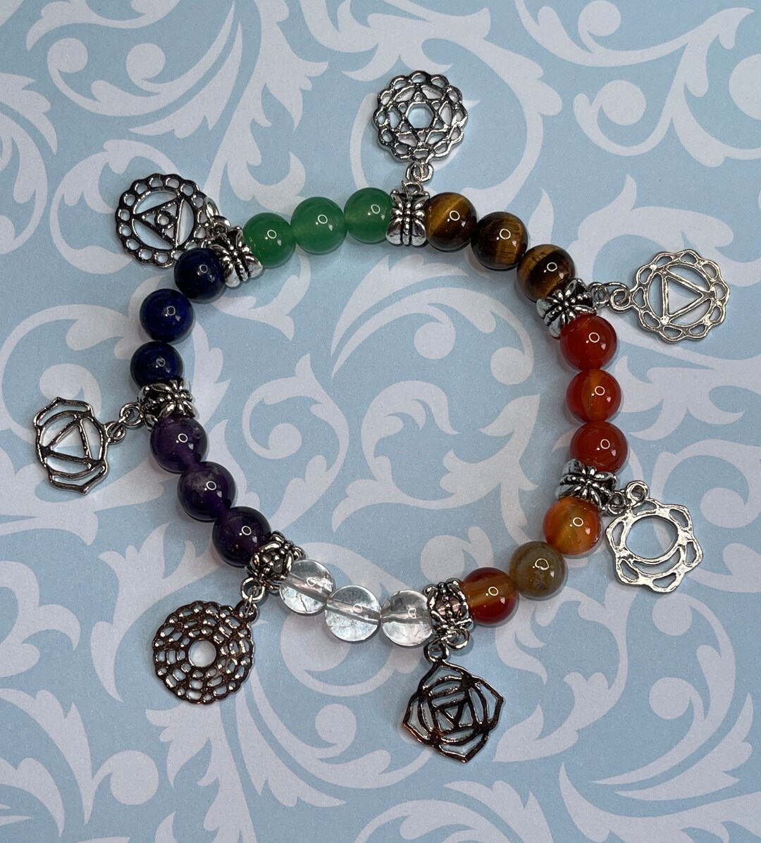 7 Chakra Charm Bracelet: Mixed Stone Healing Bracelet - Etsy