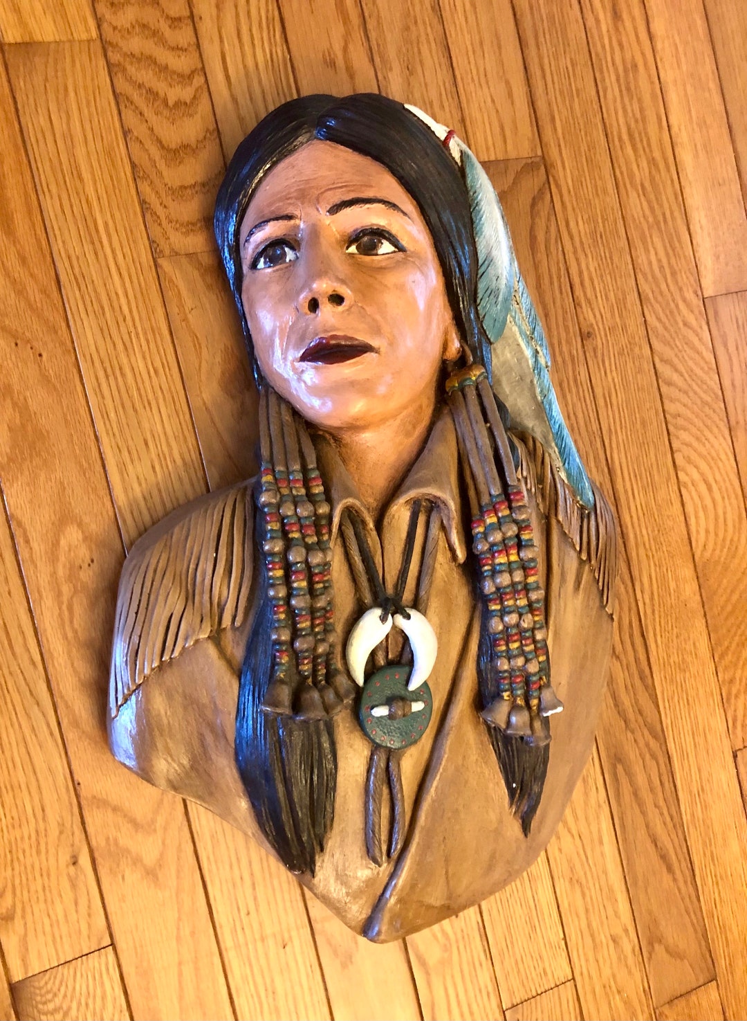 Apsit Brothers Native American Chalkware Wall Hanging: Warrior Chief ...