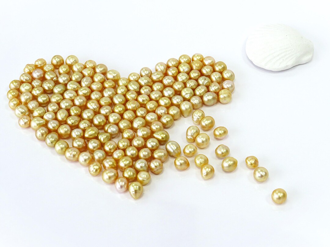 7-10mm Golden Button/drop Circled-baroque South Sea Loose Pearl - Etsy