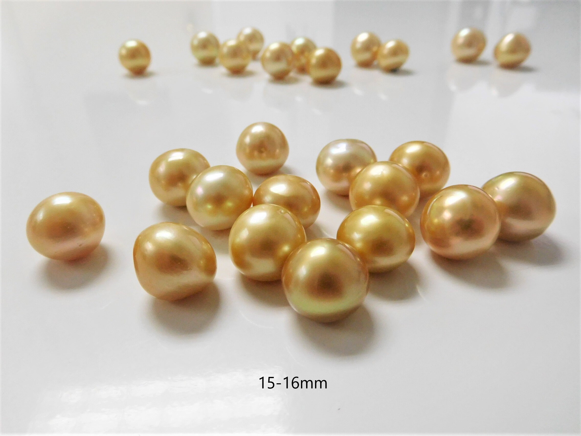 15-18mm Golden Button/near-round South Sea Loose Pearls - Etsy