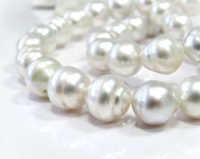10-13mm White Circle-drop/baroque South Sea Pearl Necklace Strand - Etsy
