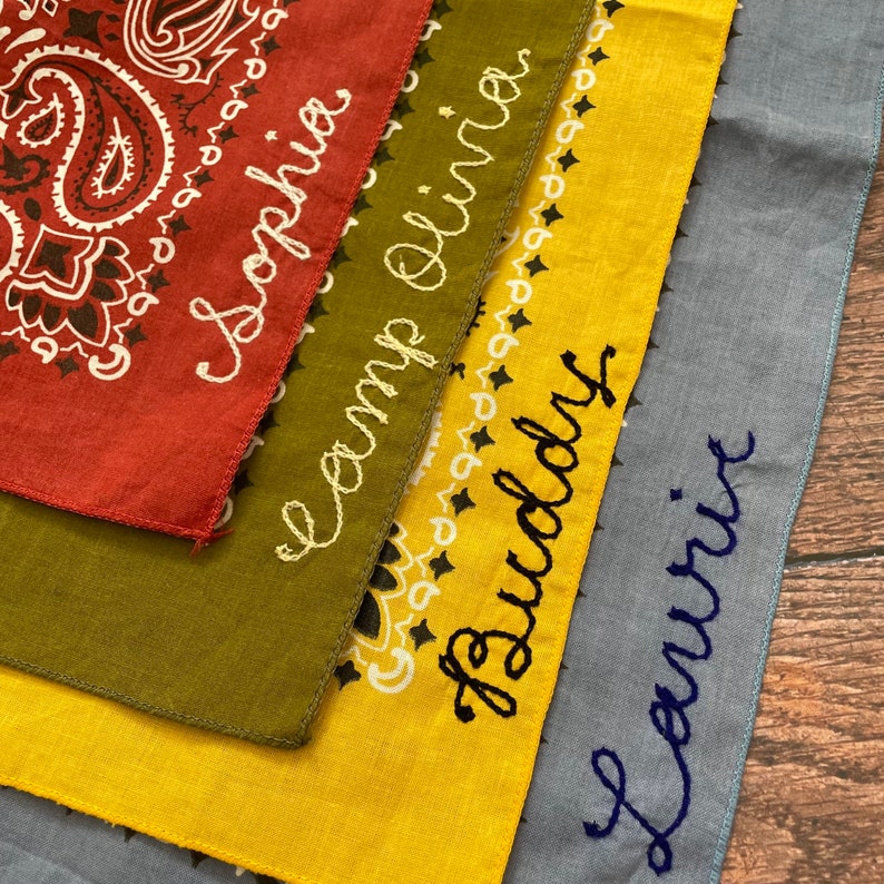 Custom Bandana Featuring Chain Stitch Embroidery, Personalised Bandana ...