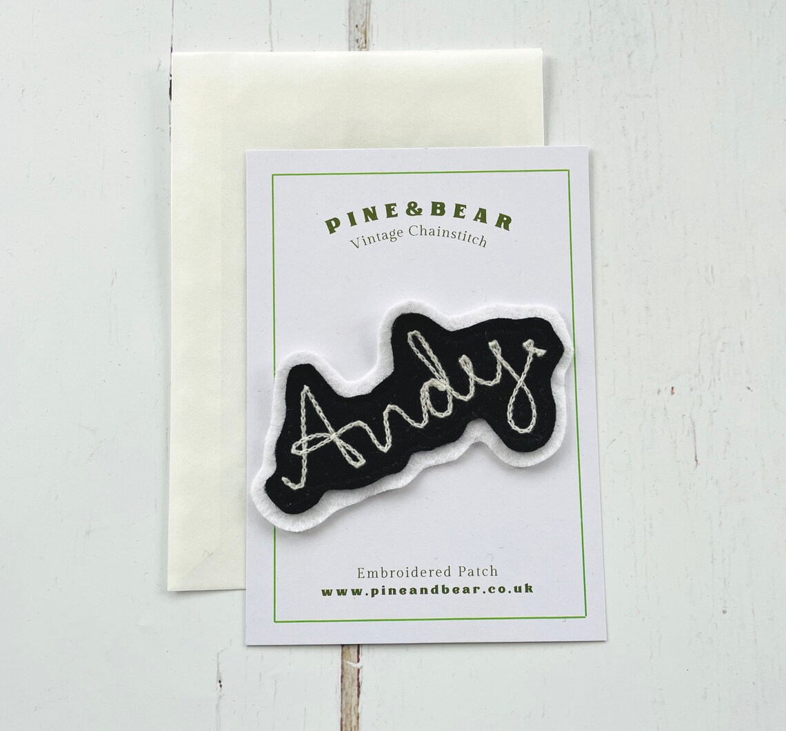Custom Chain Stitched Wool Felt Name Patch, Embroidered Name Badge - Etsy