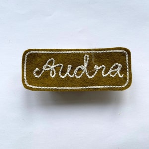 Custom Chain Stitch Name Patch, Wool Felt Name Badge, Chain Stitch ...