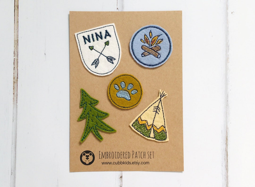 Camping Adventure Patches, Personalised Patch Set, Set of 5 Patches ...