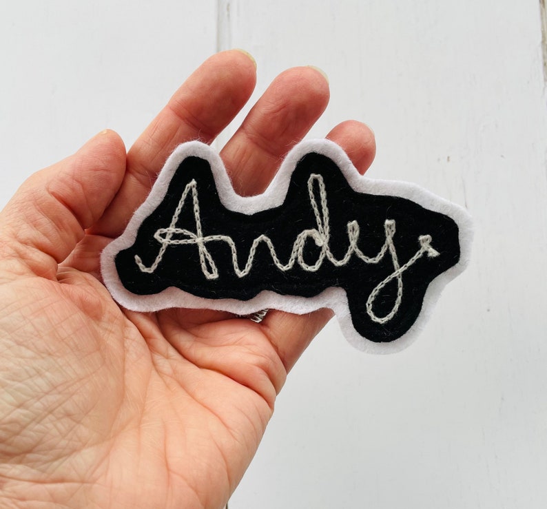 Custom Chain Stitched Wool Felt Name Patch, Embroidered Name Badge - Etsy