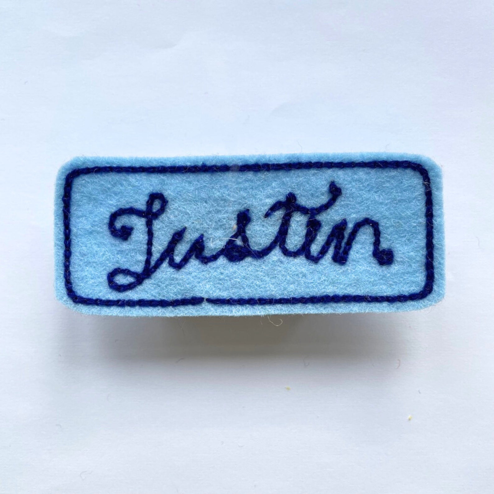 Custom Chain Stitch Name Patch, Wool Felt Name Badge, Chain Stitch ...