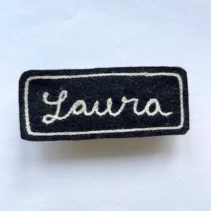 Custom Chain Stitch Name Patch, Wool Felt Name Badge, Chain Stitch ...