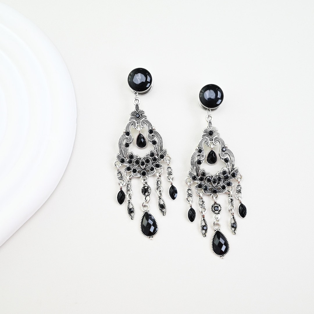 Crystal Dangle Gauges: Stainless Steel Party Plugs, Sizes 8g-1 Inch - Etsy