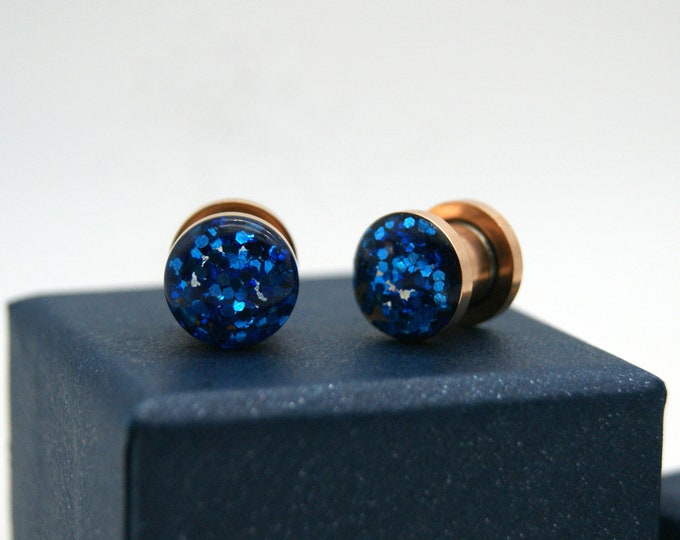 Embedded Sapphire Glitter Plugs Gauges - 16g, 14g, 12g, 10g, 8g, 6g, 4g ...