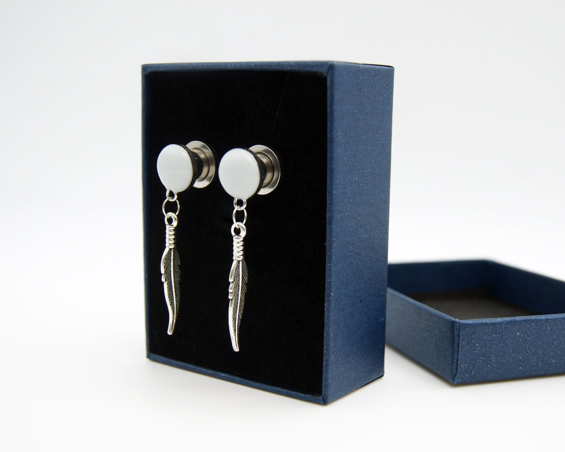 Silver Leaves Screw on Ear Gauges Plugs in Gold Color Size | Etsy