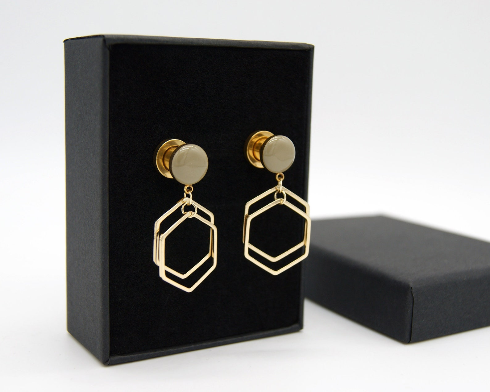 Elegant Geometric Dangle Plugs /8g 6g 4g 2g 0g 00g 1/2 | Etsy