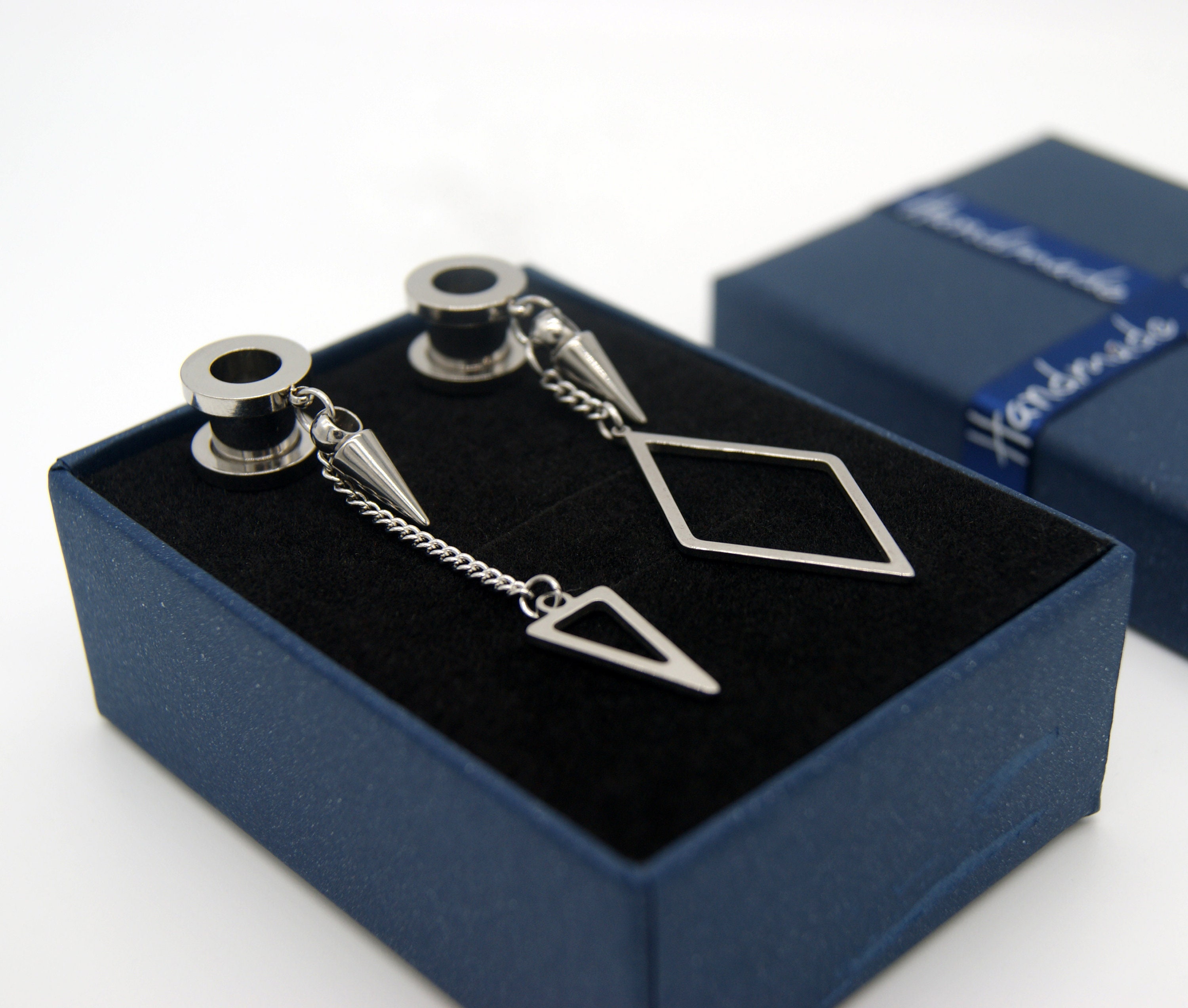 Silver Men Plugs Gauges/8g ,6g ,4g ,2g ,0g ,00g ,1/2, 9/16 , 5/8 ,11/16 ...