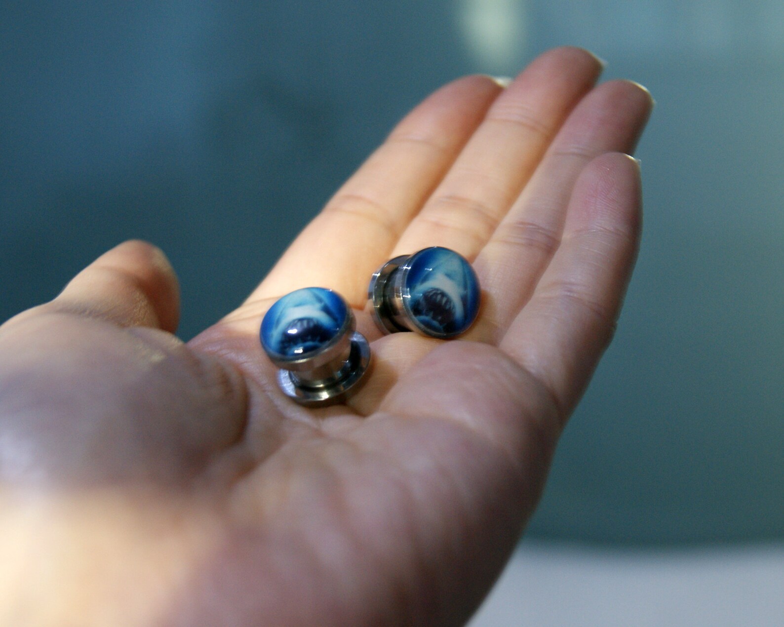 Shark Picture Ear Gauges With Screw on Size 8g up to Size 1 - Etsy