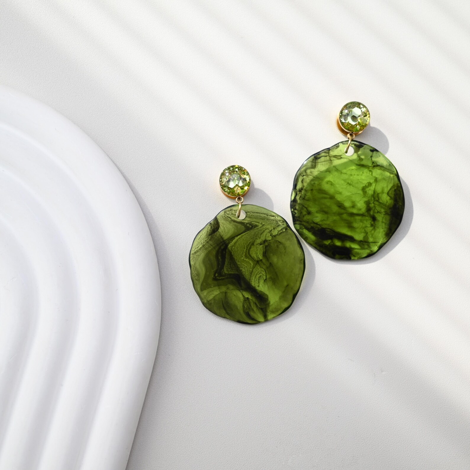 Bright Green Ink-bleed Ear Saddles– Statement Ear Plugs,artistic Ear ...