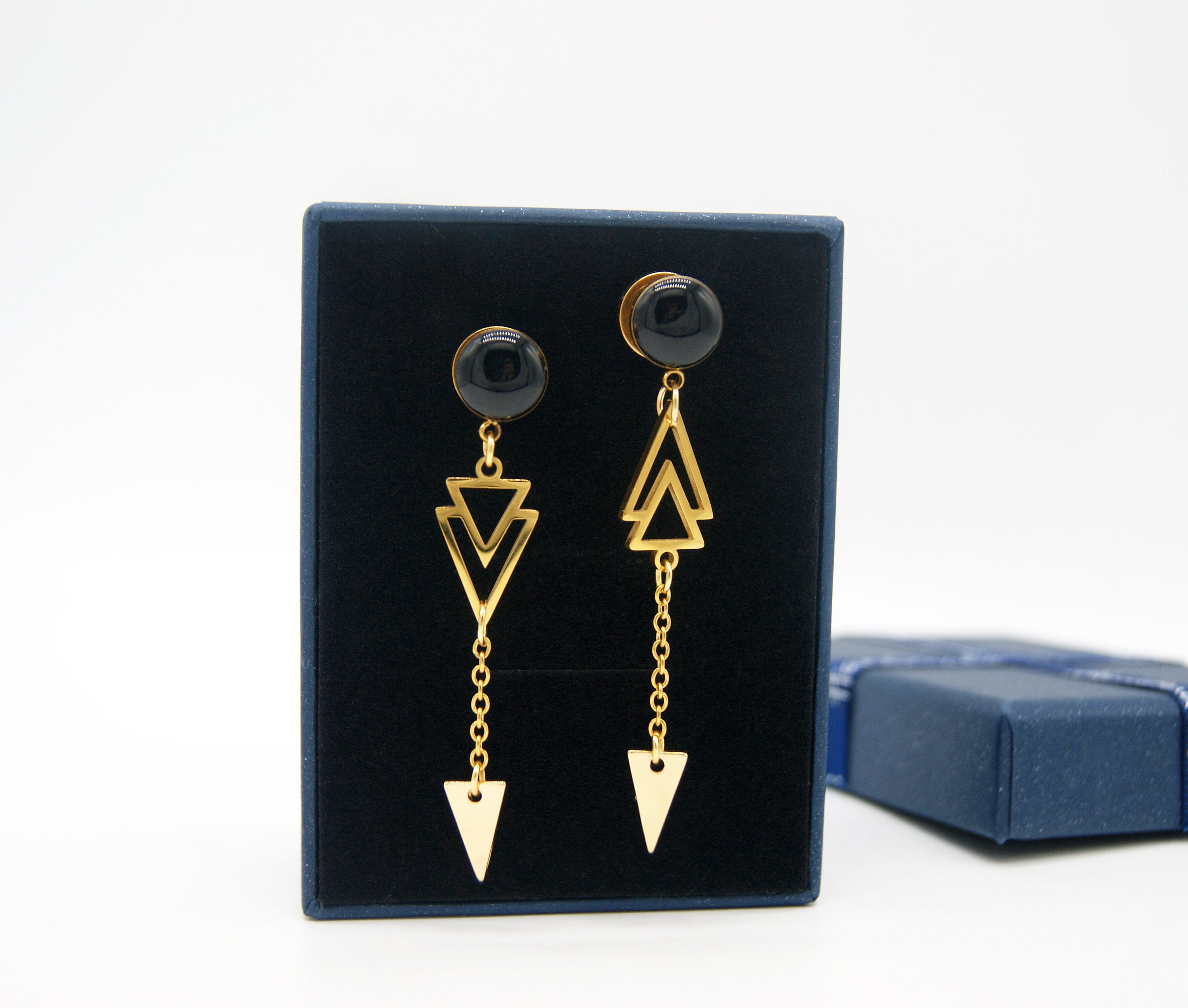 Triangle Geometric Dangle Plugs /8g 6g 4g 2g 0g 00g 1/2 | Etsy