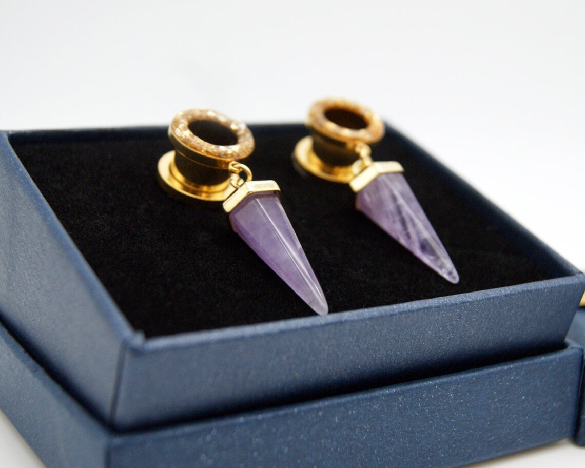 Purple Stone Plugs Gauges 8g6g 4g 2g 0g 00g 1/29/16 - Etsy