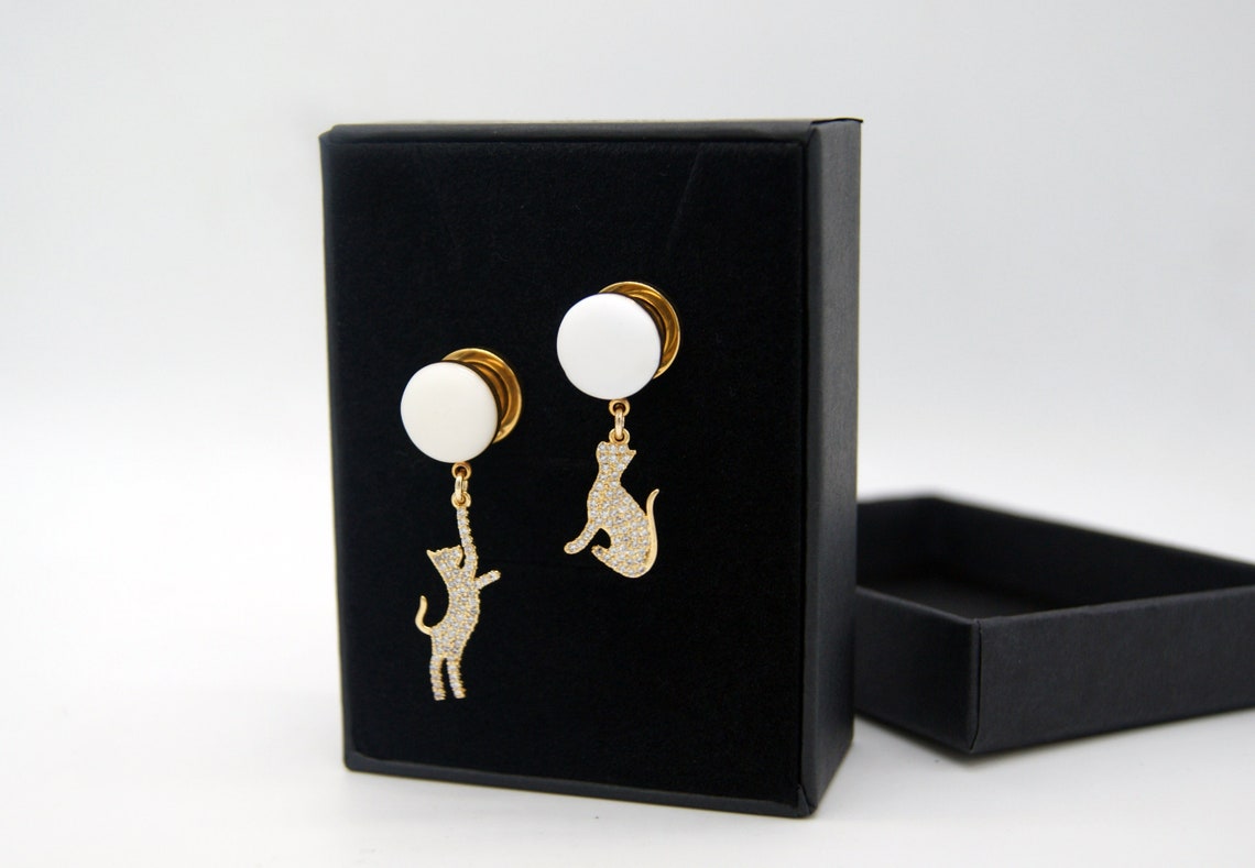 Cute Kitten Dangle Plugs /8g 6g 4g 2g 0g 00g 1/2 9/16 | Etsy