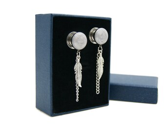 Silver Leaves Screw on Ear Gauges Plugs in Gold Color Size | Etsy