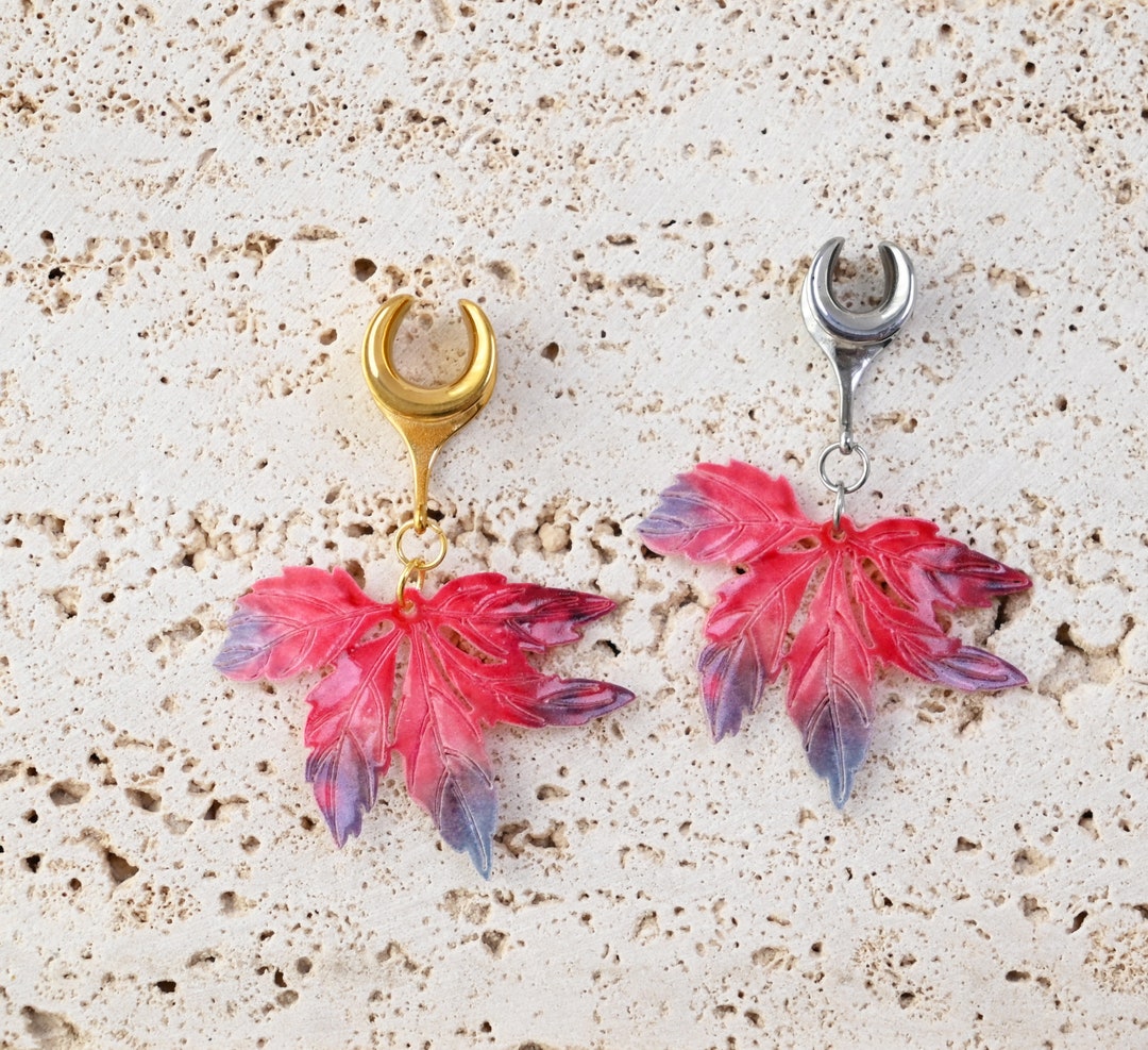 Maple Leaf Ear Gauges, Cute Ear Saddle With Maple Leaf, Daily Ear Plugs ...