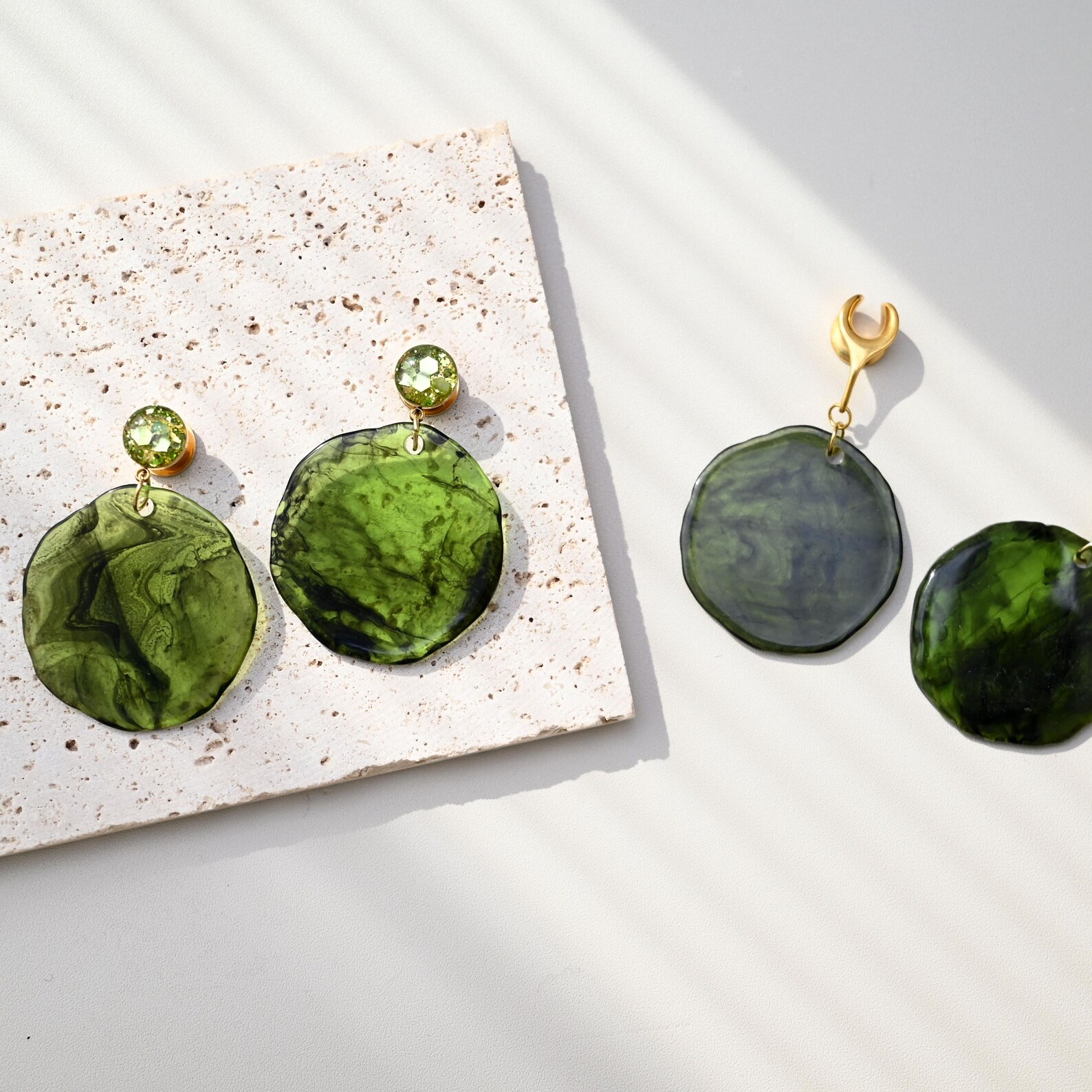 Bright Green Ink-bleed Ear Saddles– Statement Ear Plugs,artistic Ear ...
