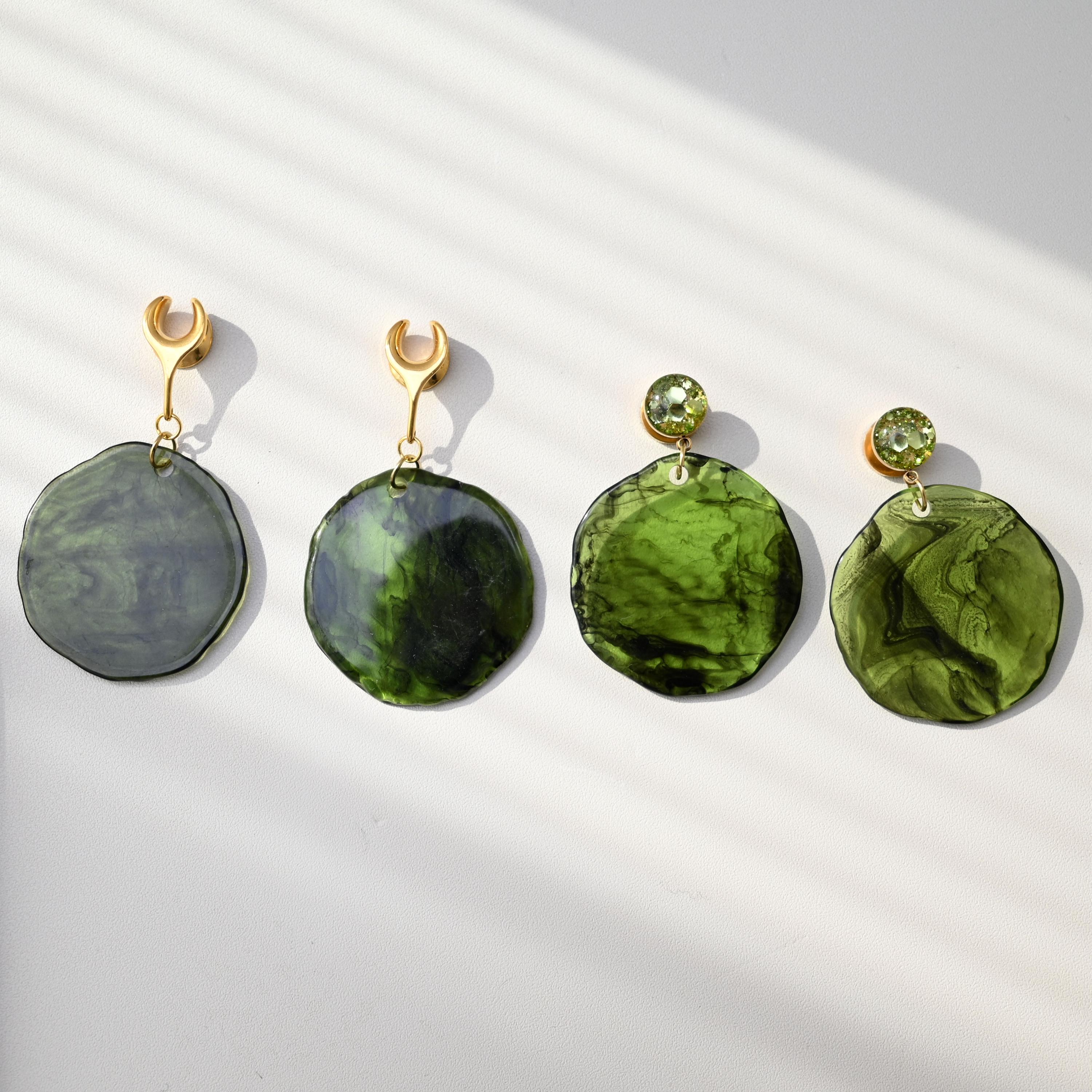 Bright Green Ink-bleed Ear Saddles– Statement Ear Plugs,artistic Ear ...
