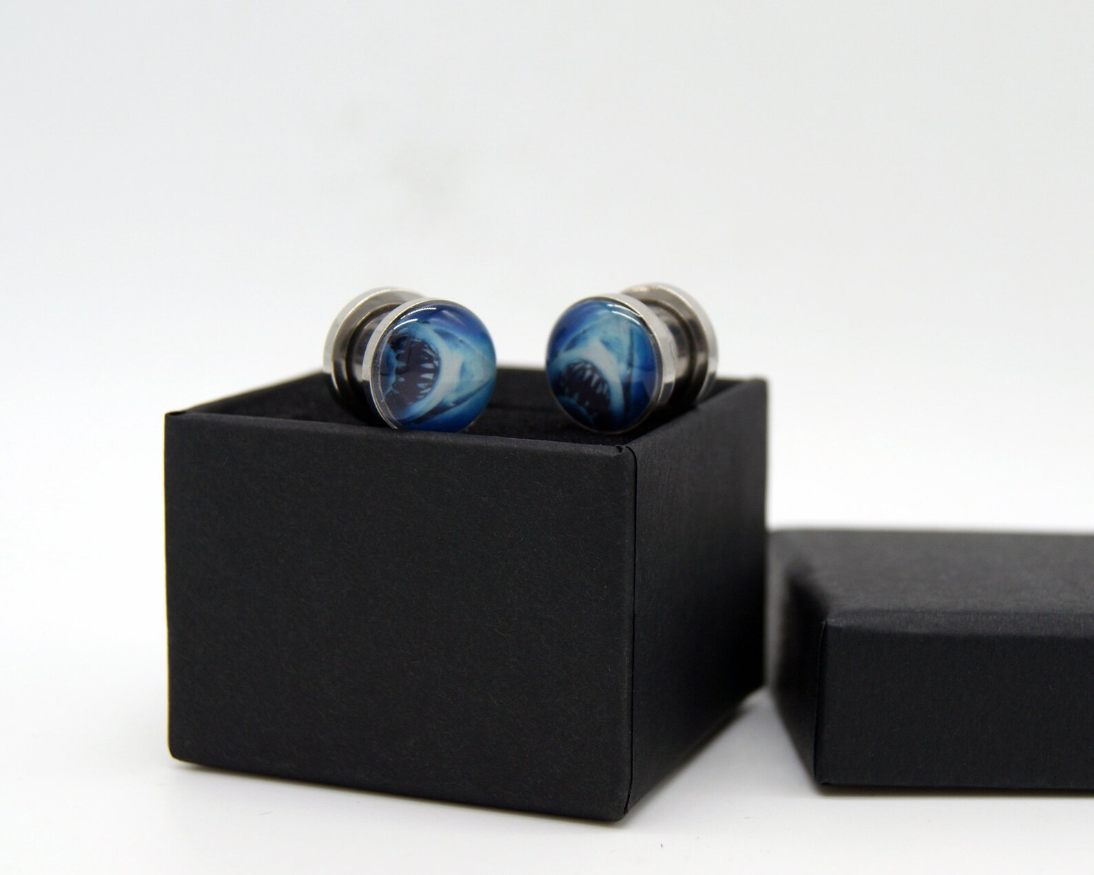 Shark Picture Ear Gauges With Screw on Size 8g up to Size 1 - Etsy