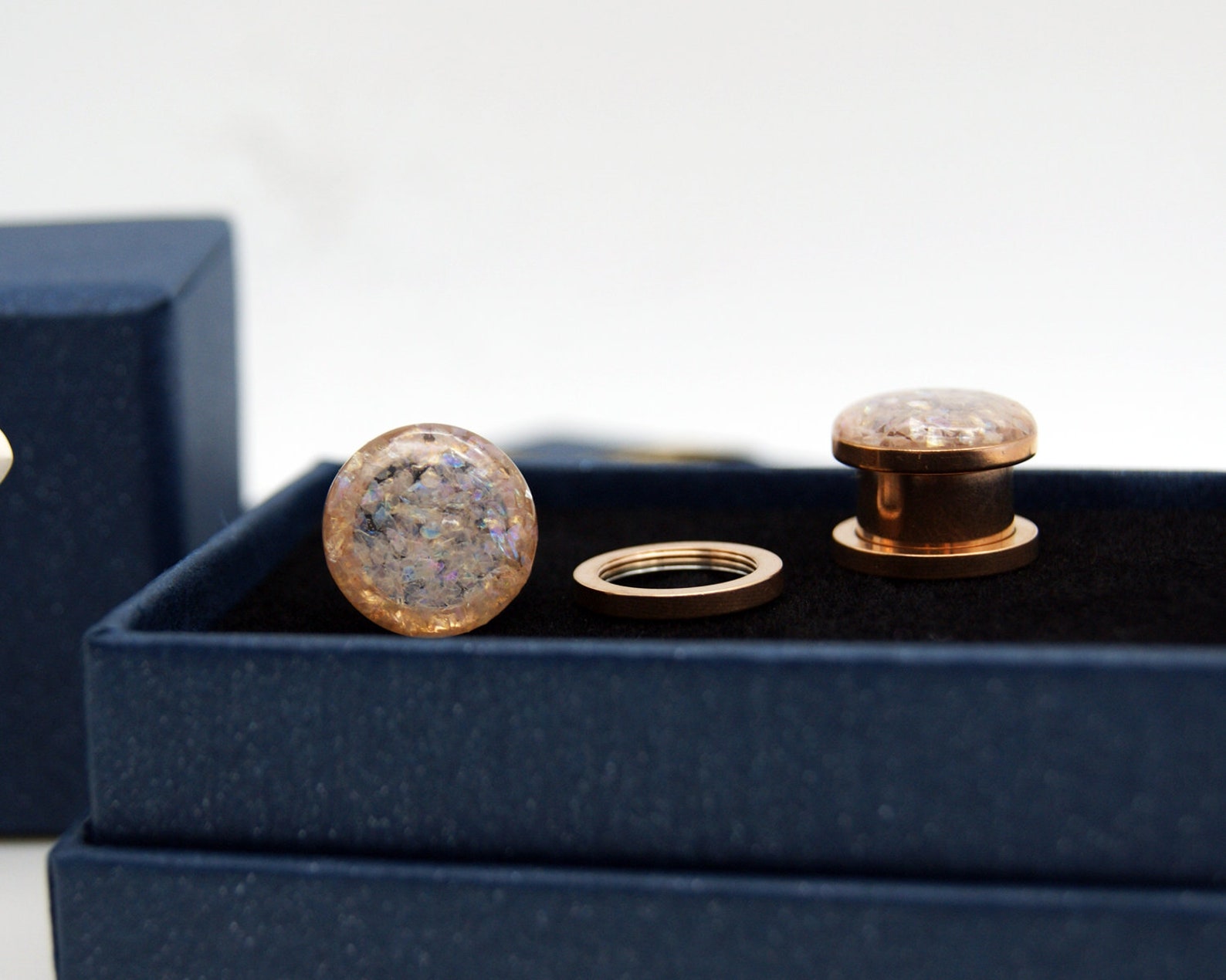 Iridescent Glass Rose Gold Plugs / 16g 10g 8g 6g 4g 2g | Etsy