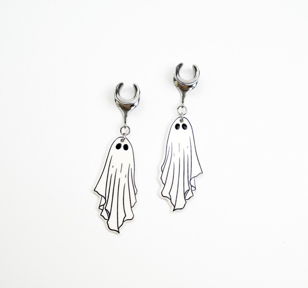 Ghost Ear Gauges, Cute Ear Saddle , Funny Design for Halloween ,ear ...