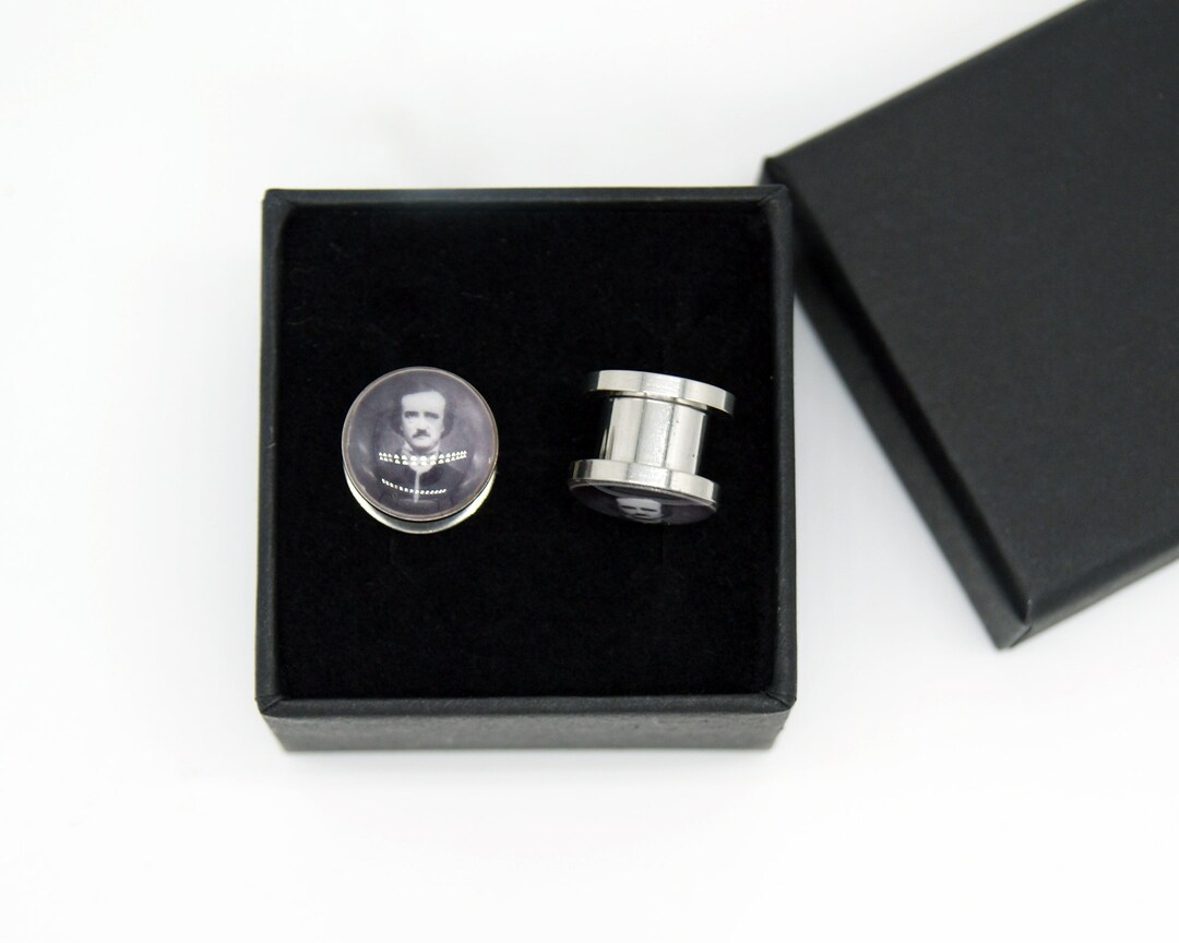 Edgar Allan Poe Picture Ear Gauges With Screw on Size 8g up to Size 1 ...