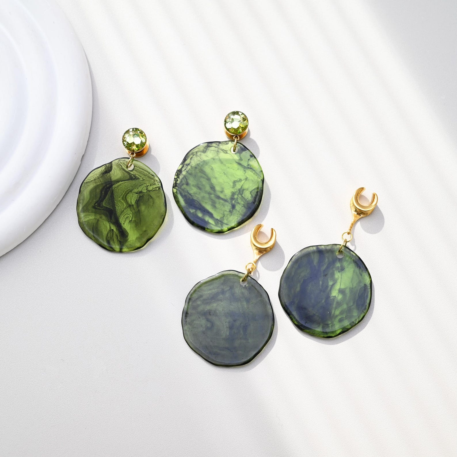 Bright Green Ink-bleed Ear Saddles– Statement Ear Plugs,artistic Ear ...