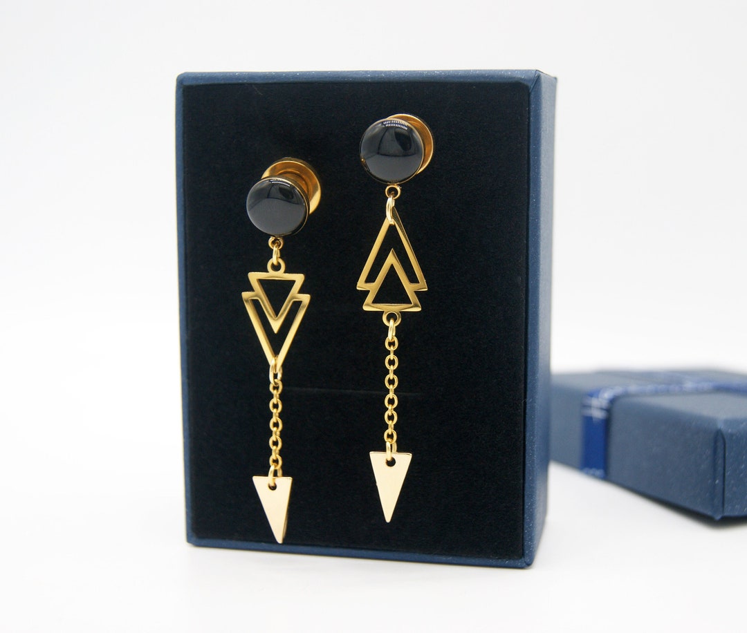 Triangle Geometric Dangle Plugs /8g ,6g ,4g ,2g ,0g ,00g ,7/16,1/2, 9/ ...