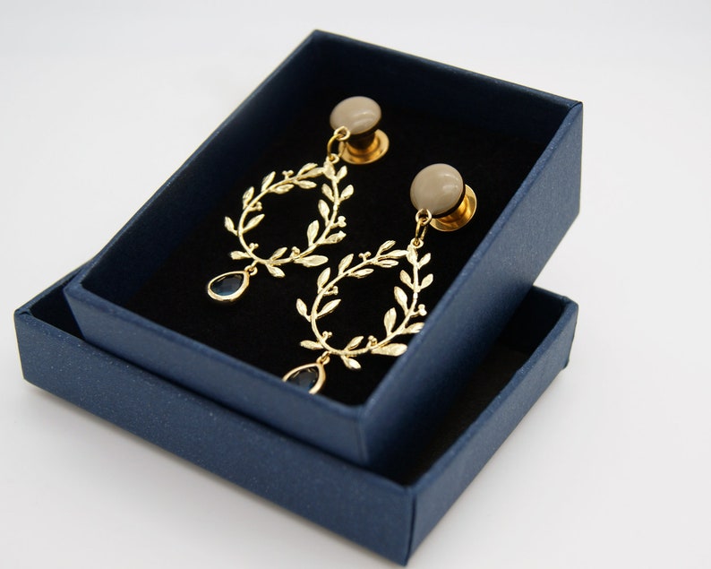 Water Drop Crystal Dangle Plugs wedding Piercing Gauges /8g | Etsy