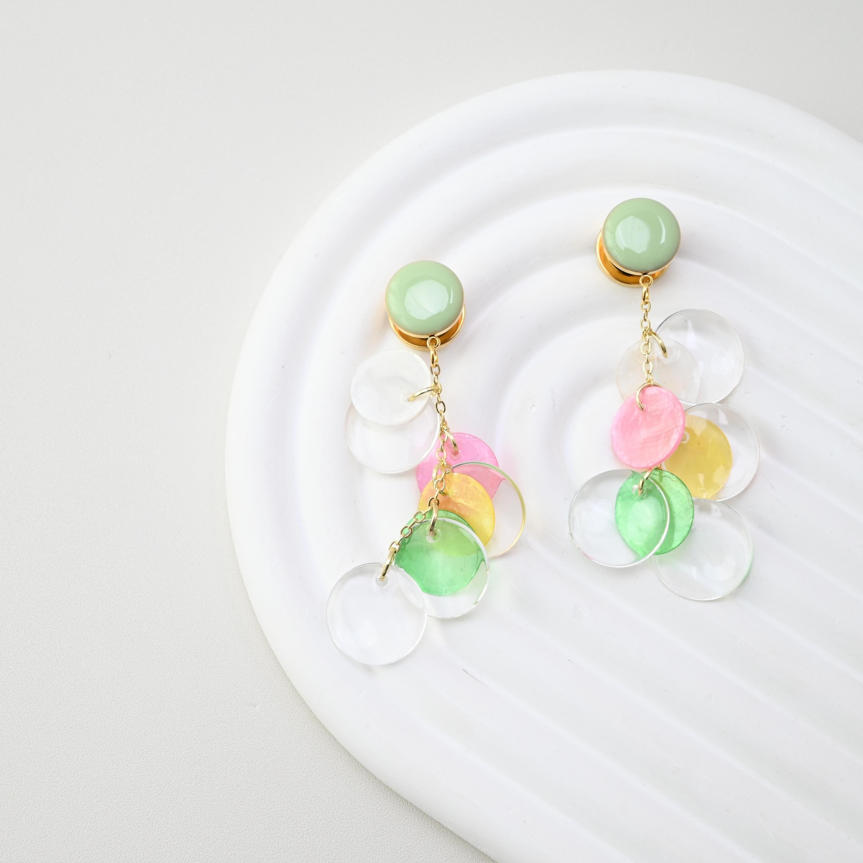 Pastel Bubble Drop Ear Gauges – Lightweight Acrylic Dangles for ...
