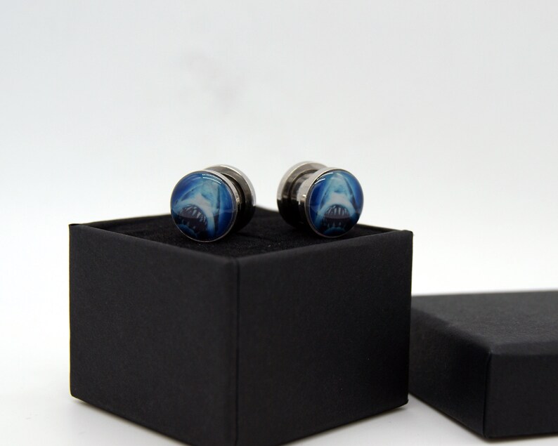 Shark Picture Ear Gauges With Screw on Size 8g up to Size 1 - Etsy