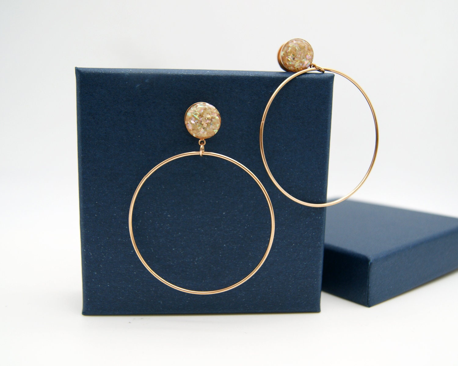 Crushed Shell Hoop Dangle Plugs gorgeous Hoop Gauges /8g 6g - Etsy