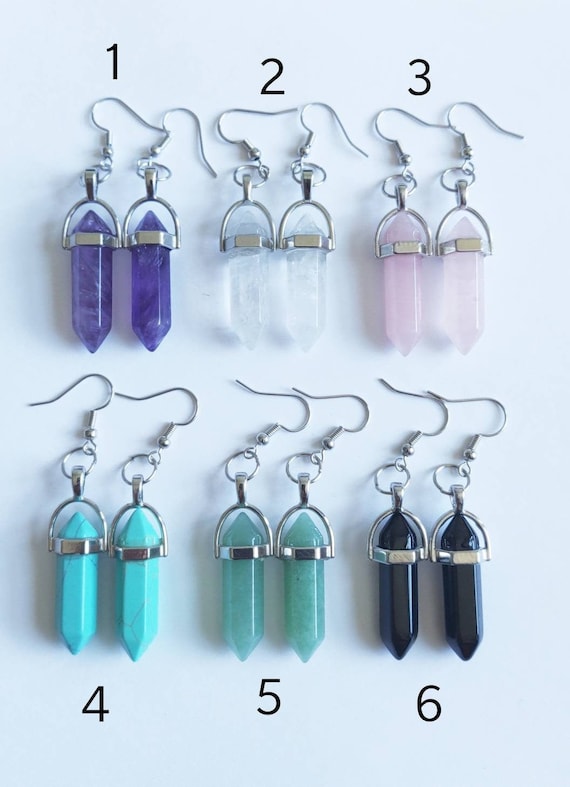 Crystal Healing Earrings Long Earrings Sterling Silver Hook | Etsy