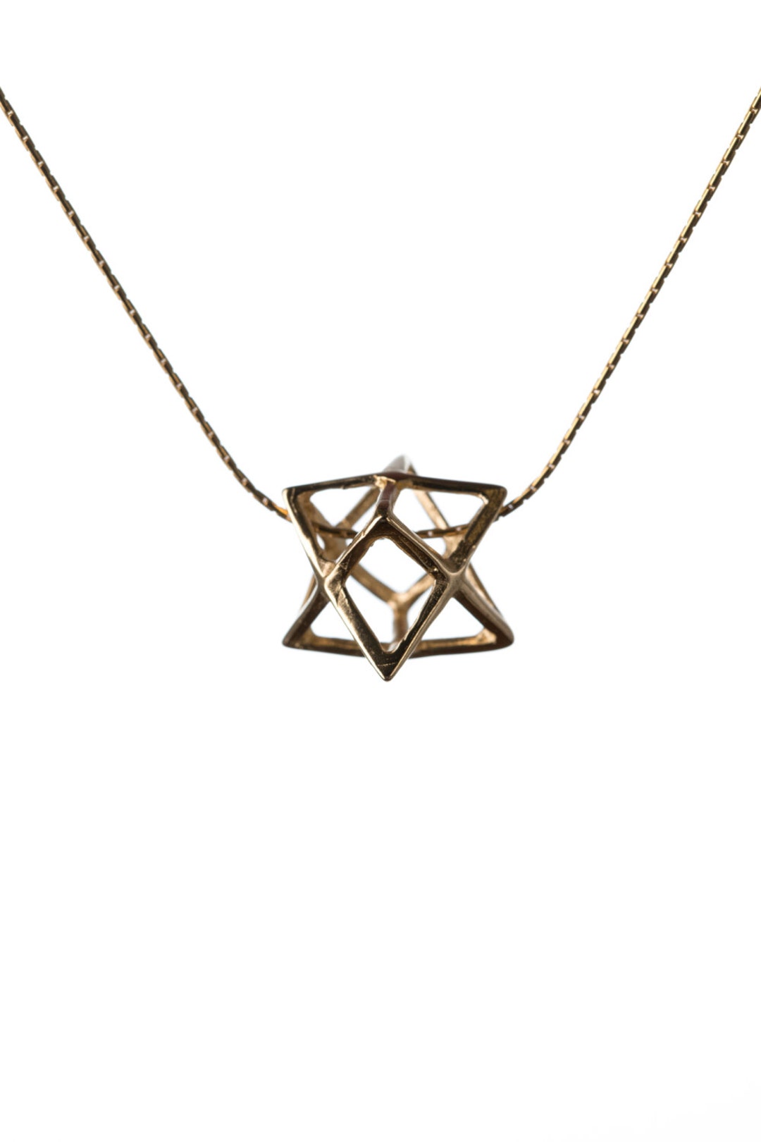 Merkaba Necklace Gold Plated 2 Microns Pendant Sacred Geometry Kabbalah ...